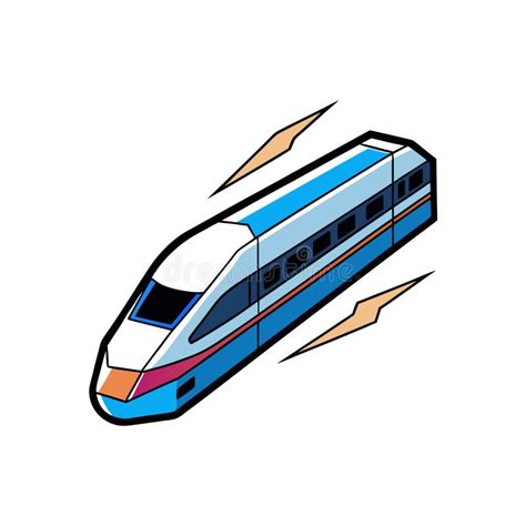 Cartoon Bullet Train Illustration With Speed Lines Design Stock
