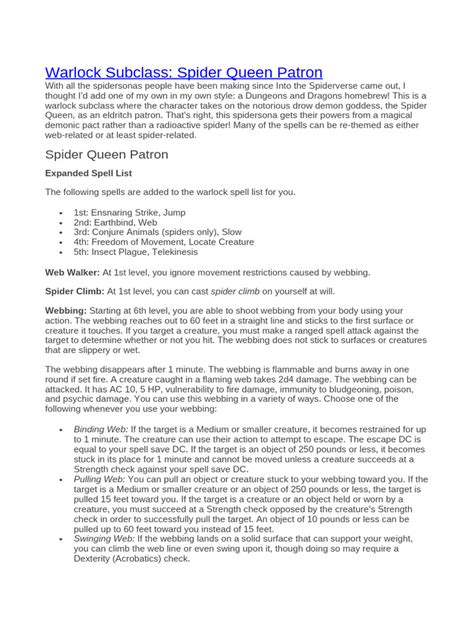 Warlock Subclass Pdf