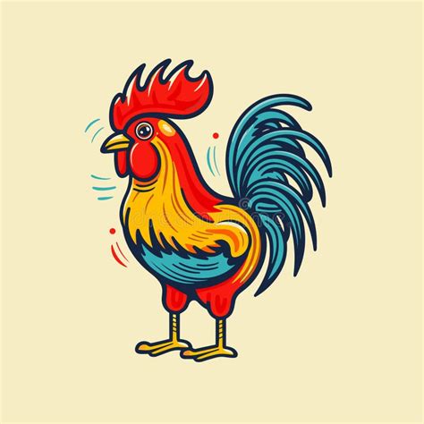 A Colored Rooster Vector Illustration Of The Stock Vector Illustration Of Rooster Vector
