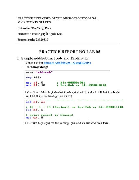 23520813 Microprocessors And Microcontrollers Lab 05 Practice Report