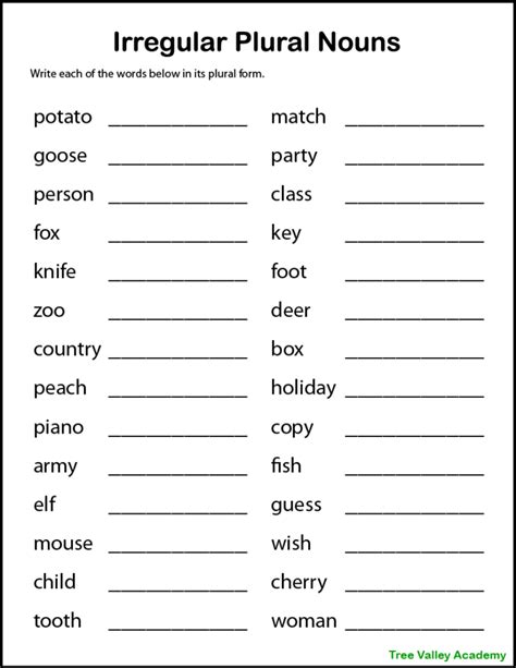 Worksheets On Irregular Plural Nouns The Best Porn Website