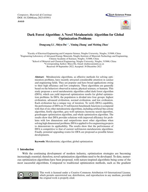 Pdf Dark Forest Algorithm A Novel Metaheuristic Algorithm For Global