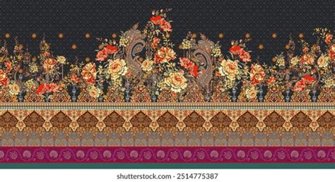 Textile Design Multicolor Pattern Reapeat Women Stock Illustration
