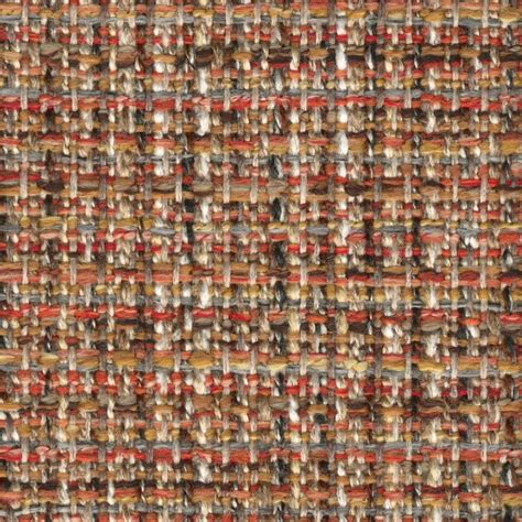 Red Grey Tweed Upholstery Fabric Stain Resistant Orange Woven Fabric