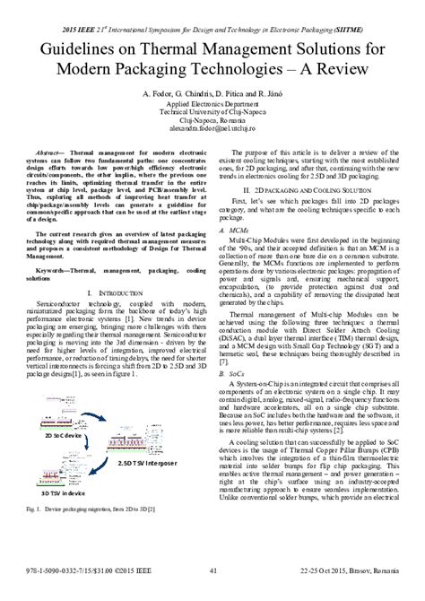 Pdf Guidelines On Thermal Management Solutions For Modern Packaging