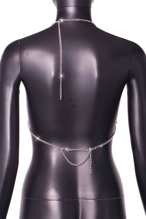 Wholesale Silver Sexy Patchwork Hollowed Out Chains Backless Halter Tops Ws99241 1