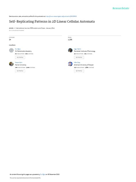 Self Replicating Patterns In 2d Linear Cellular Au Pdf Matrix