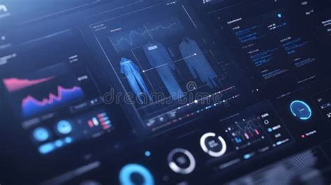 Abstract Blue Data Visualizations On Dark Digital Interface Stock