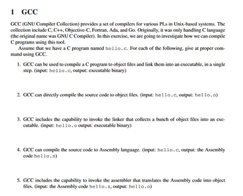 Solved 1 Gcc Gcc Gnu Compiler Collection Provides A Set Of