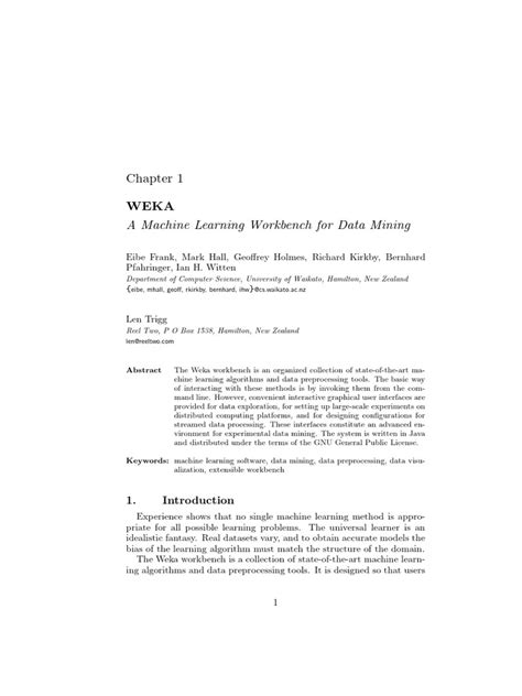 Weka A Machine Learning Workbench For Data Mining Pdf Statistical