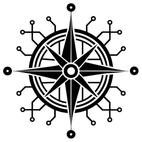 Compass With Circuit Board Elements Technological Navigation Design Premium Ai Generated Vector