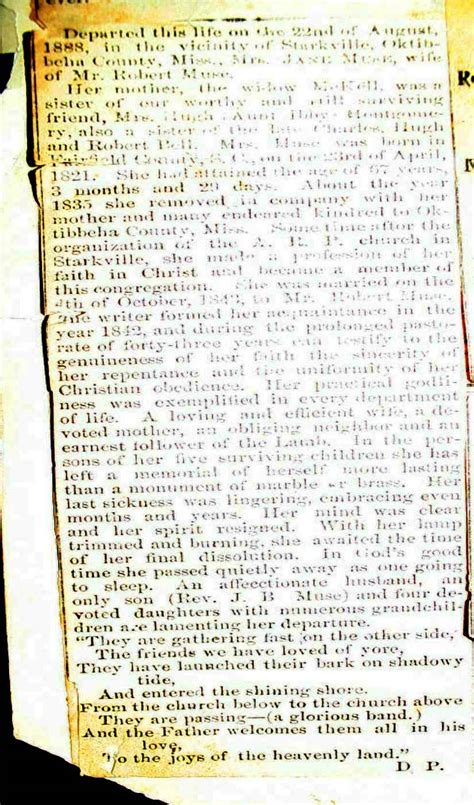 Jane Mckell Muse 1821 1888 Find A Grave Memorial