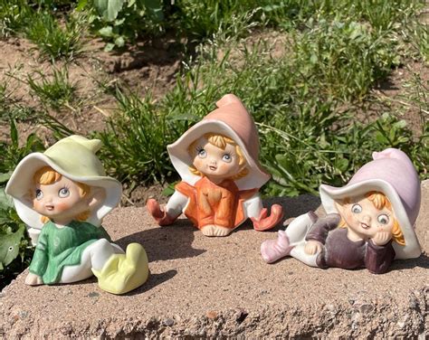 Vintage Set Of 3 Pixie Elves Porcelain Figurines Etsy