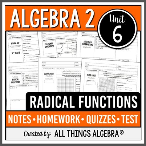 Algebra 2 Unit 6 Radical Functions All Things Algebra®