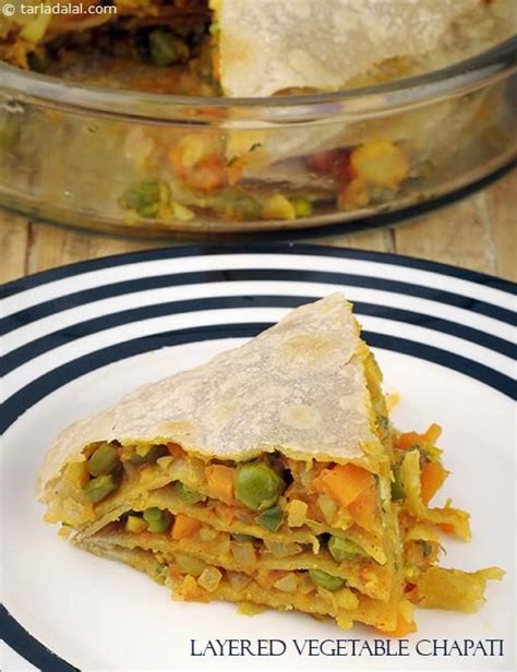 Layered Vegetable Chapatis Recipe With Mixed Veggies And Cashewnuts