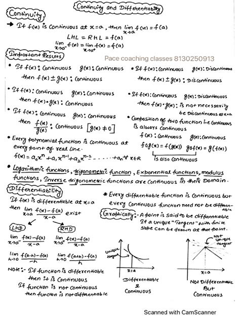 Continuity And Differentiability Formula Pdf