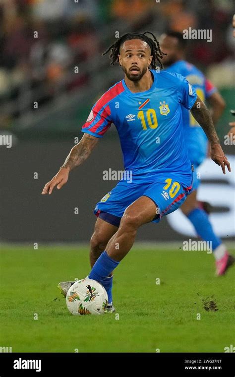 Dr Congos Theo Bongonda Controls The Ball During The African Cup Of