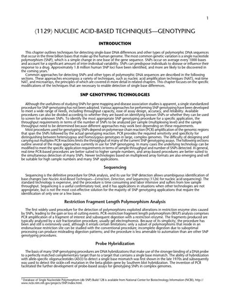 〈1129〉 Nucleic Acid Based Techniques Genotyping Pdf Microsatellite Single Nucleotide