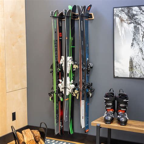 Heavy Duty Ski Storage Rack Holds 6 Pairs Steel And Wood Construction