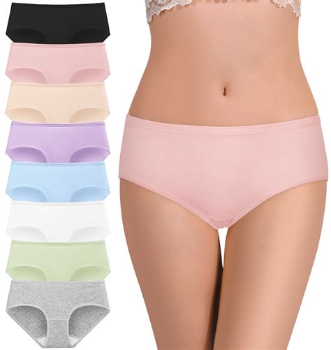 Loritta 8 Pack Cotton Underwear For Women Middle Waisted Hipster