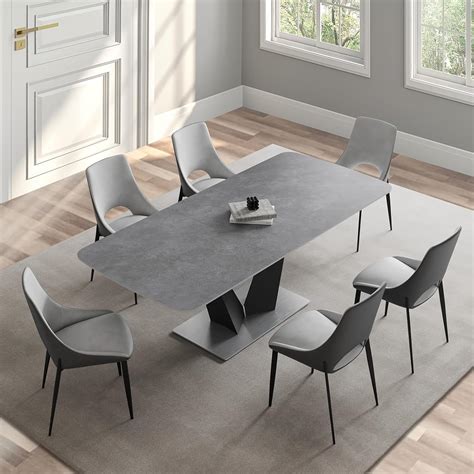 Whatook Expandable Dining Table Set 4 8 Person Rectangular Modern Table With V