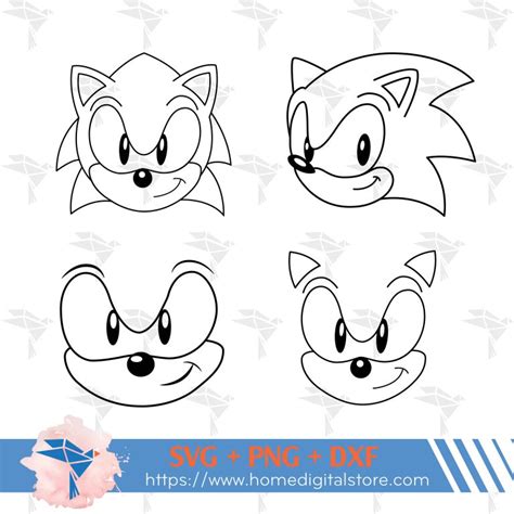 Sonic Face Outline Svg Png Dxf