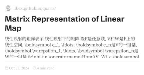 Matrix Representation Of Linear Map