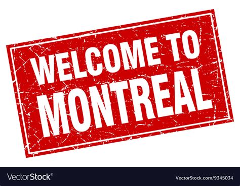 Montreal Red Square Grunge Welcome To Stamp Vector Image