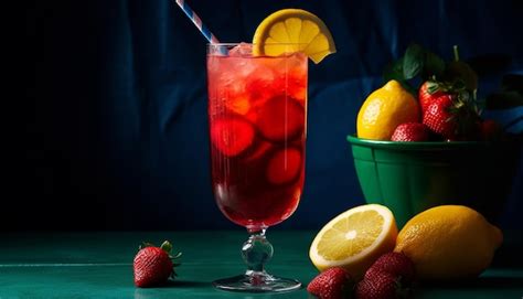 Free Photo Freshness And Summer In A Glass Fruity Cocktail On Wooden