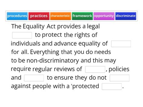 Equality Complete The Sentence