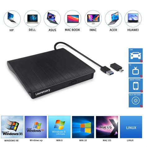 Laurensory Usb 30 Type C External Dvd Drive Usb Portable Player At