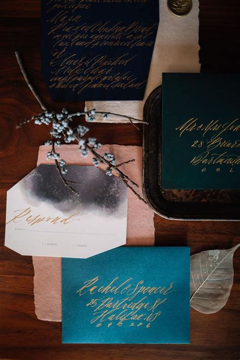 Dark And Moody Wedding Invitation Navy Wedding Invitation Suite Navy