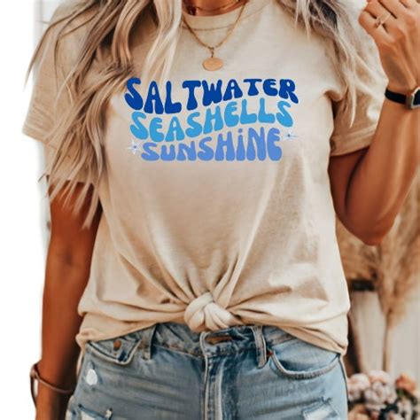 Saltwater Seashells Sunshine Shirt Summer Shirt Beach Shirt Surfer