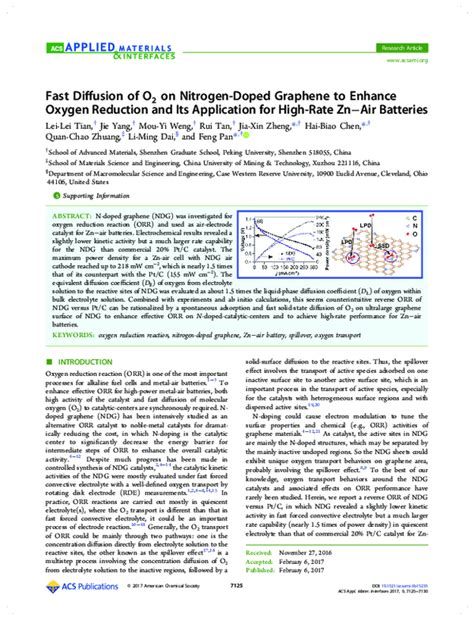 Pdf Fast Diffusion Of O2 On Nitrogen Doped Graphene To Enhance Oxygen