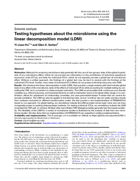 Pdf Linear Decomposition Model For Microbiome Analysis