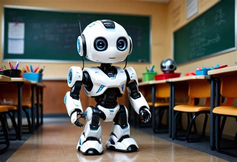 Premium Photo Mini Robot In Classroom Generative Ai