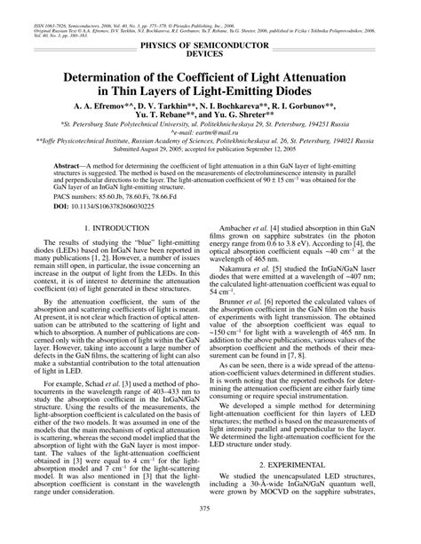 Pdf Determination Of The Coefficient Of Light Attenuation In Thin