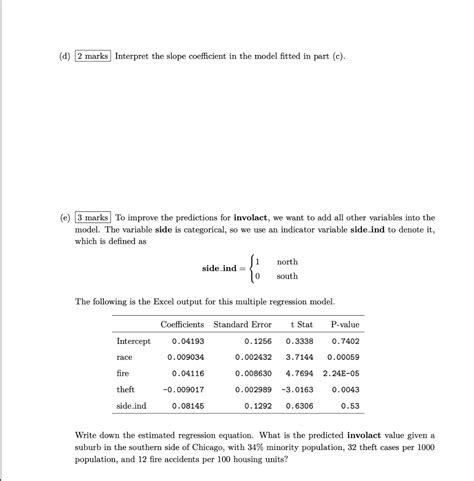 solved a 2 marks interpret the slope coefficient in the