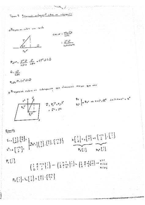 Tema 9 Proyeccion Ortogonal Sobre Un Subespaciopdf