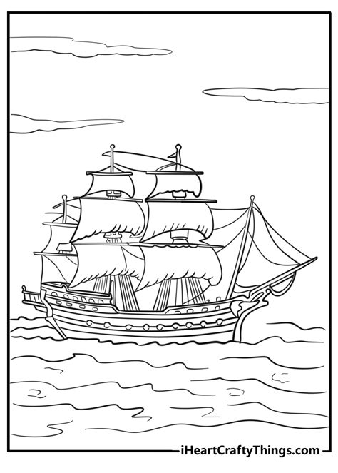 Anchor Pirate Ship Coloring Pages Cartoon Drawing Stencil Pirates