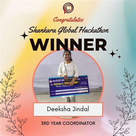 Success Is Where Preparation And Opportunity Meet Programming Club Congratulates Deeksha