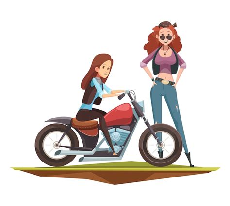 Cartoon Motorcycle Girl