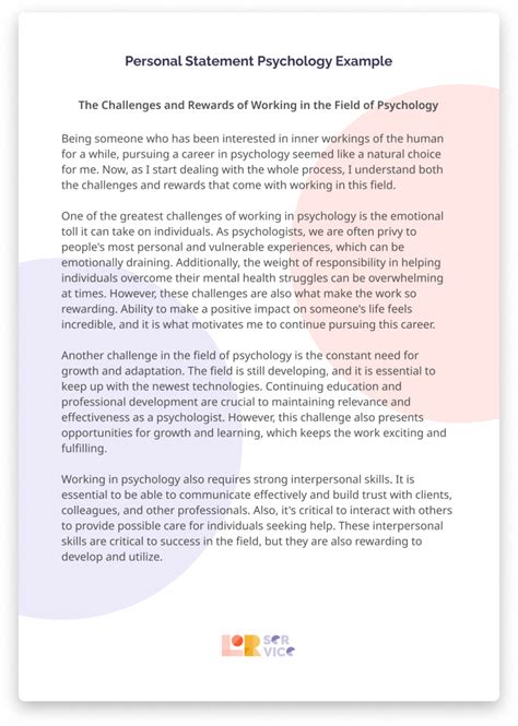 Advanced Services For Psychology Personal Statement To Submit