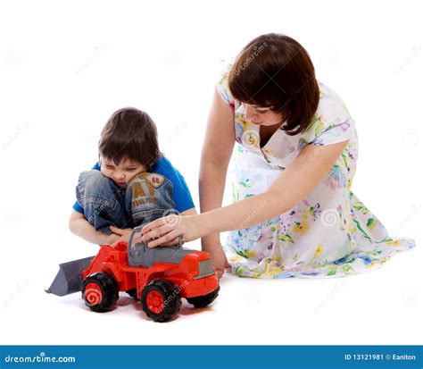 Mom Plays With Son Stock Image Image Of Smiling Laugh 13121981
