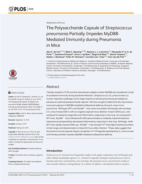 Pdf The Polysaccharide Capsule Of Streptococcus Pneumonia Partially