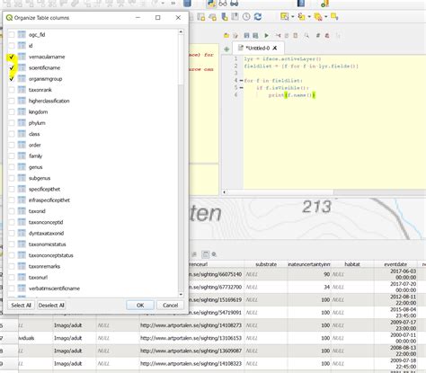 Pyqgis Only List Visible Fields Geographic Information Systems Stack Exchange