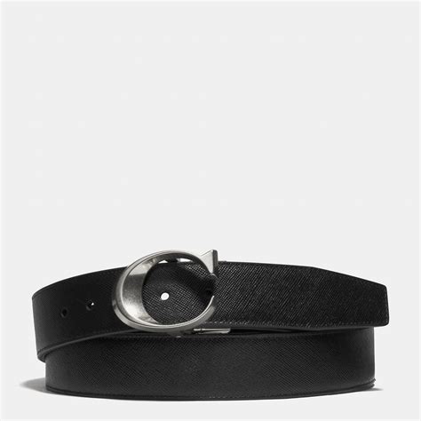 Coach Boxed Sculpted C Cut To Size Reversible Dress Belt In Textured