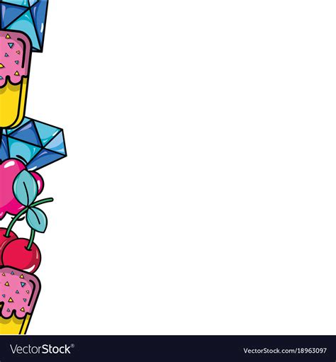 Fashion Cute Patch Background Decoration Vector Image