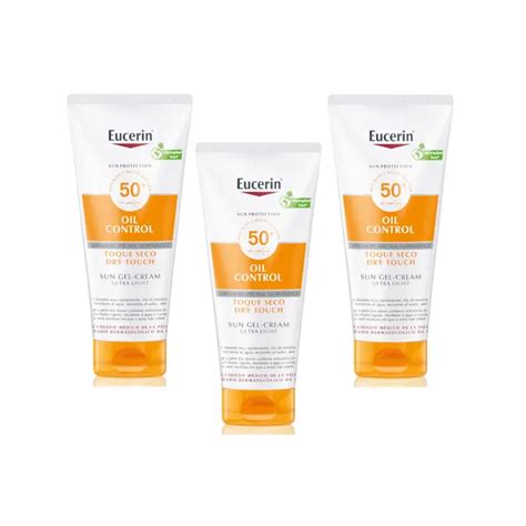 Eucerin Protector Solar Spf50 Gel Crema Dry Touch 600ml Promoción Triple