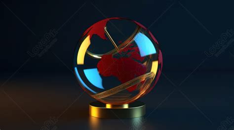 파란색 배경에 빨간색과 금색 하트의 3d 렌더링이 포함된 멋진 유리 지구 블루 골드 배경 지구 배경 금색 배경 이미지 Hd 블루 골드 지구 금색 배경 사진 무료